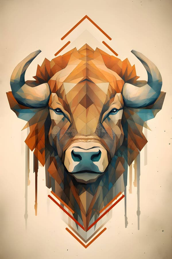 Vector Illustration of Buffalo Head. Geometric Polygonal Design Stock ...