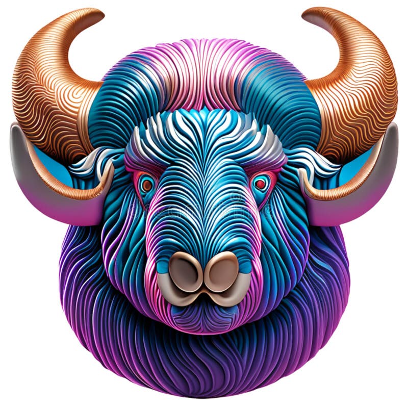 Buffalo Head with Fire Flames on Dark Background. Vector Illustration ...
