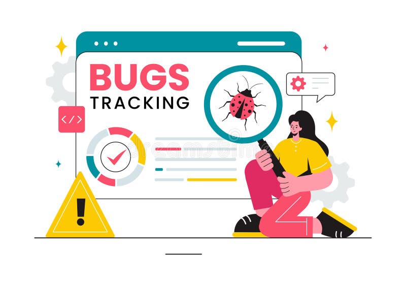 Vector Illustration of a Bug Tracking Tool with Mobile Phone Protection ...
