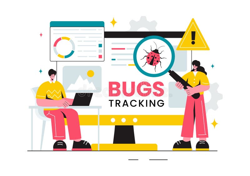 Vector Illustration of a Bug Tracking Tool with Mobile Phone Protection ...