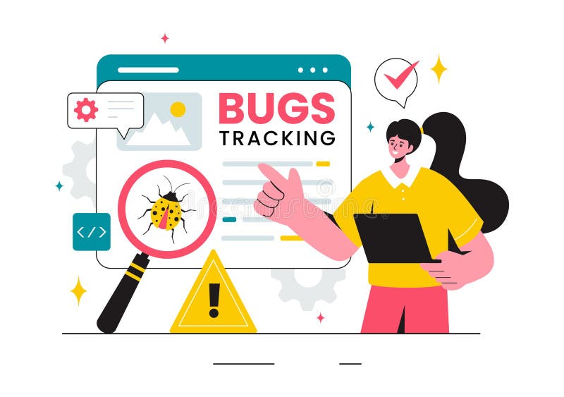 Vector Illustration of a Bug Tracking Tool with Mobile Phone Protection ...