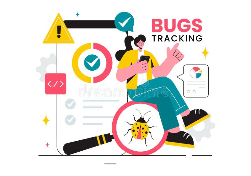 Vector Illustration of a Bug Tracking Tool with Mobile Phone Protection ...