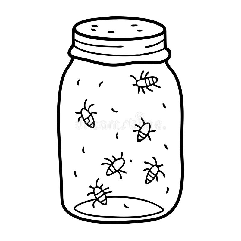 Vector Illustration of Bugs in Jar for Coloring Book and Educational ...