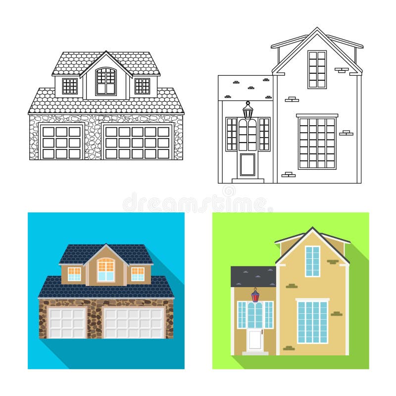 Vector Design of Building and Front Sign. Set of Building and Roof ...