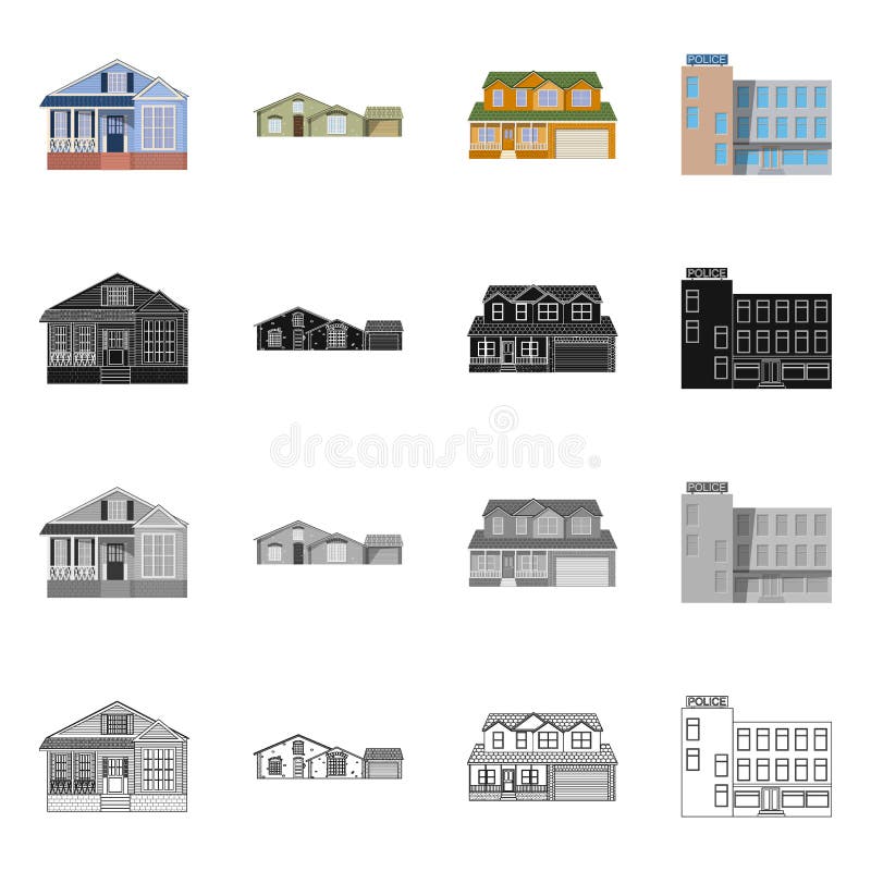 Vector Design of Building and Front Icon. Collection of Building and ...