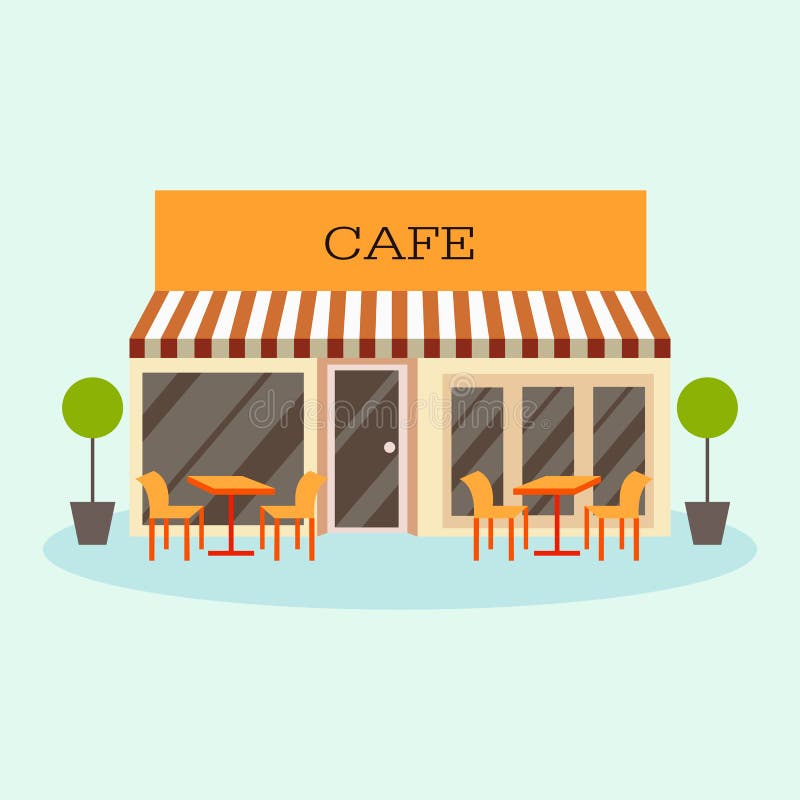 Vector Illustration of Building Restaurant and Cafe Flat Icon Stock ...