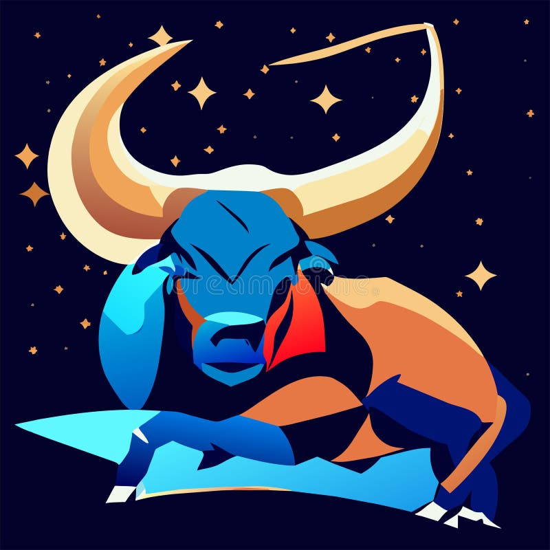 Illustration of a Bull in the Night Sky. Vector Illustration Stock ...