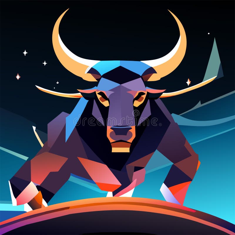 Bull in the Night Sky. Vector Illustration of a Bull in the Night Sky ...
