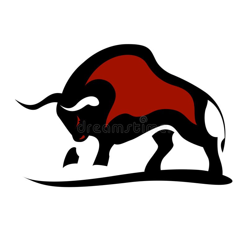 Angry Wild Bull Attack Red Black Icon Stock Vector - Illustration of ...