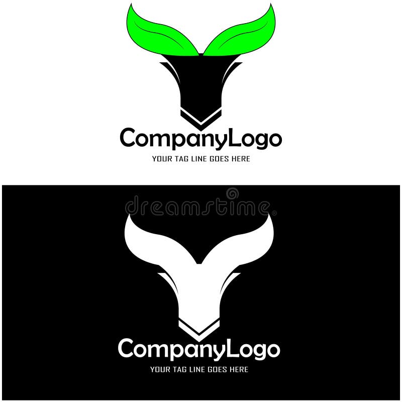 Vector Illustration of a Bull and Leaf Logo Design Stock Vector ...