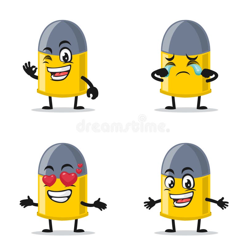 Vector Illustration of Bullet Mascot or Character Stock Image ...