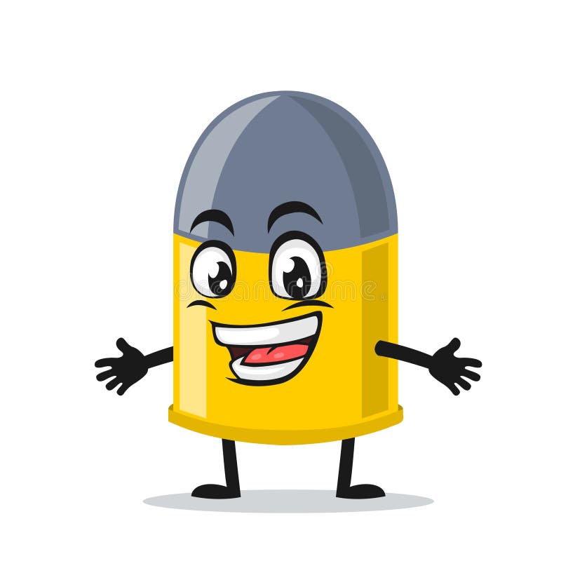 Vector Illustration of Bullet Mascot or Character Stock Image ...
