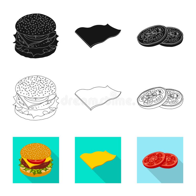 Vector Design of Burger and Sandwich Sign. Set of Burger and Slice ...