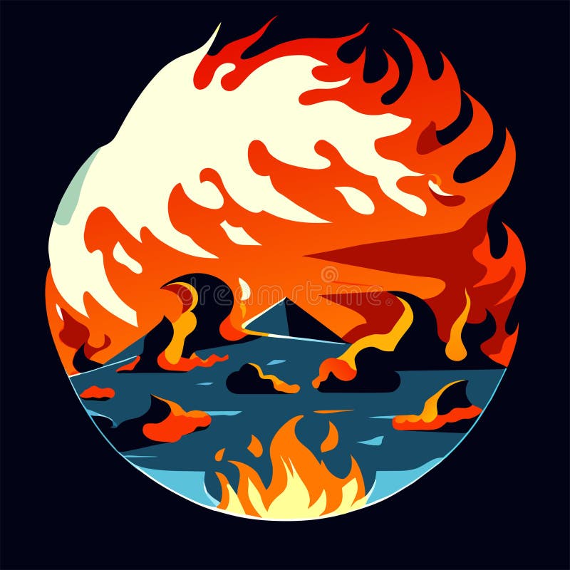 Vector Illustration of a Burning Bonfire in the Night. Fire in the ...