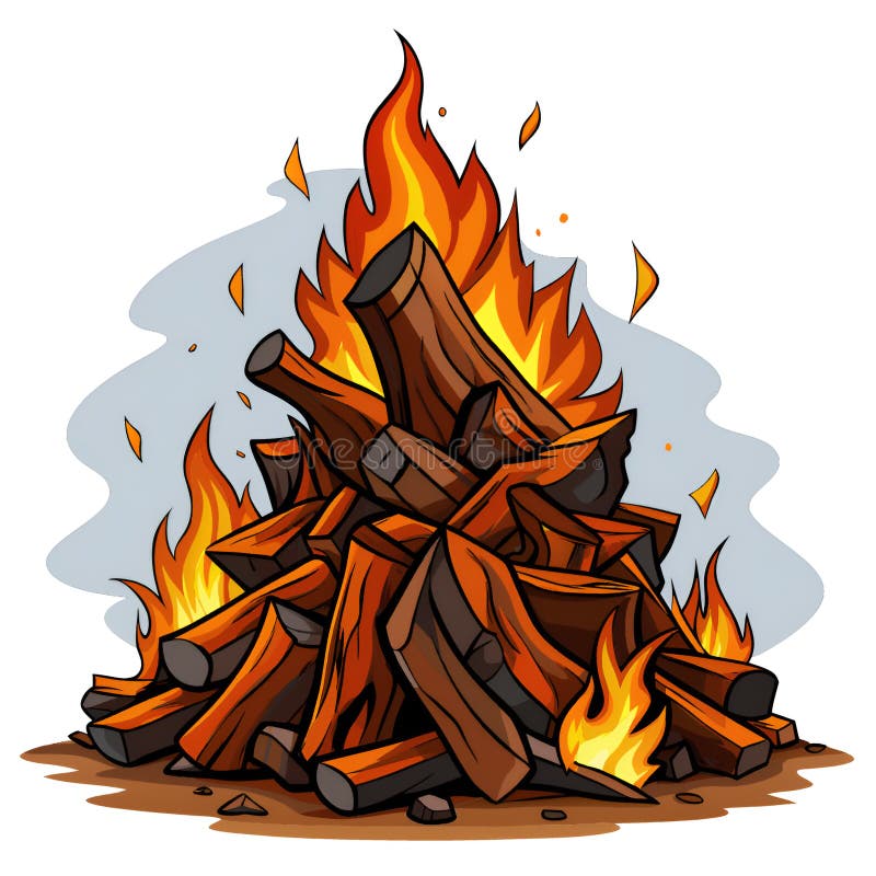 Vector Illustration of a Burning Campfire Stock Illustration ...