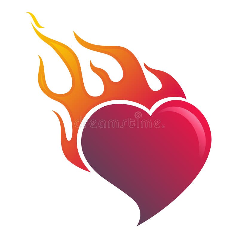 Vector Illustration of Burning Heart. Simple Illustration of Heart and ...