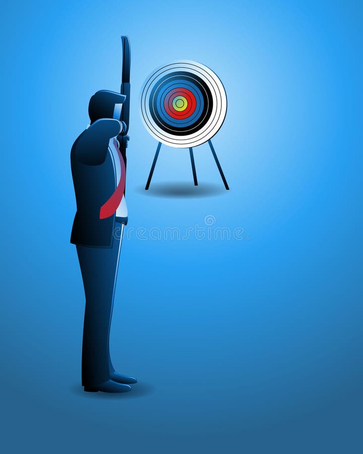 Vector Illustration of Business Concept, Businessman Aiming at the ...