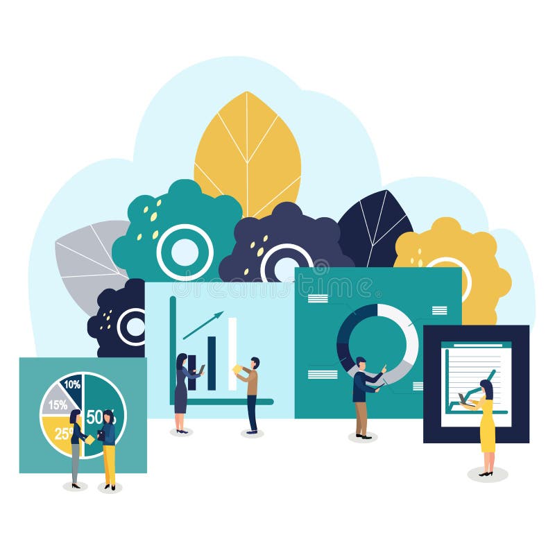 Vector Illustration of a Business, Employees Study Infographics ...