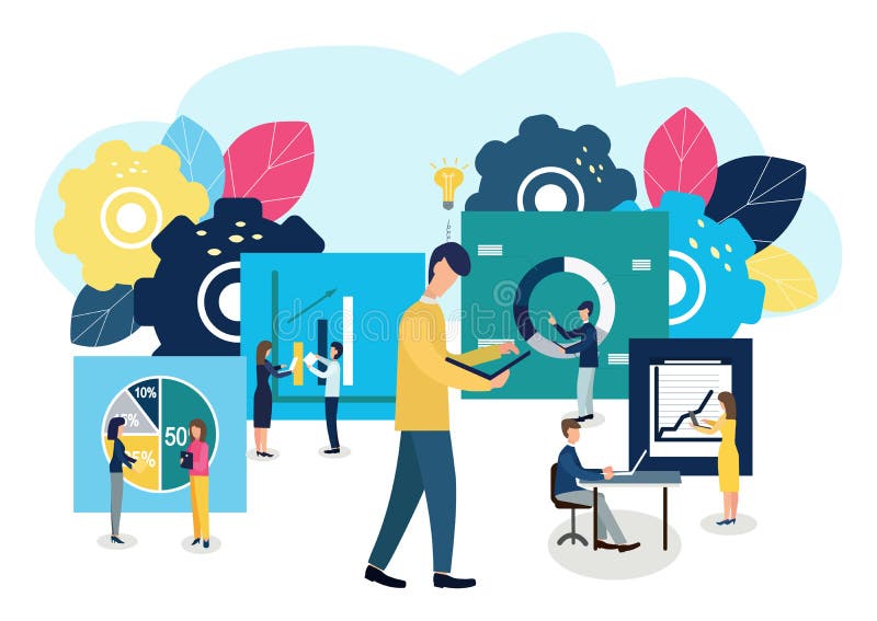 Vector Illustration of a Business, Employees Study Infographics ...