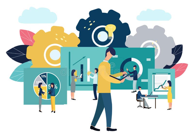 Vector Illustration of a Business, Employees Study Infographics ...