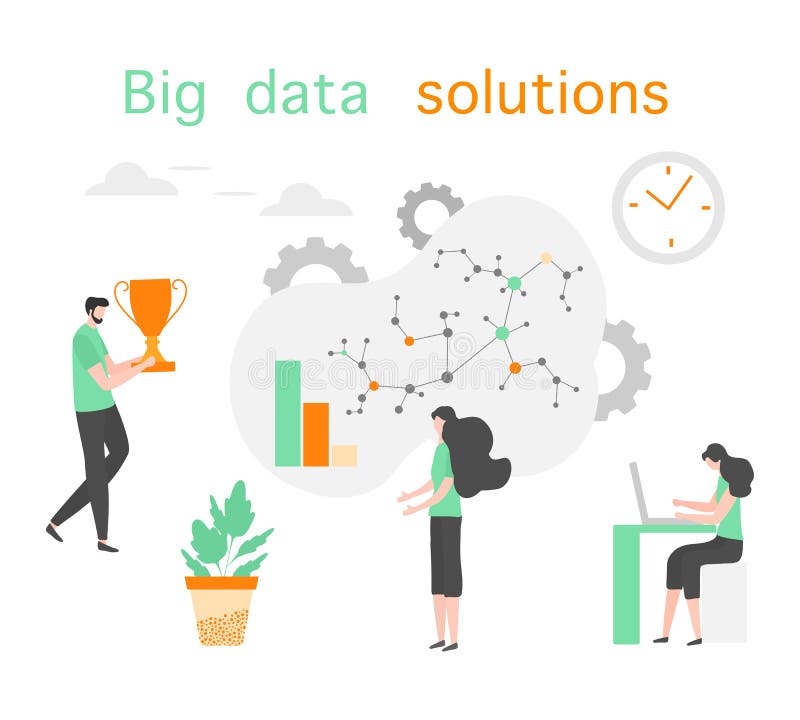 Big Data Solution Financial Increase Growth People Stock Vector ...