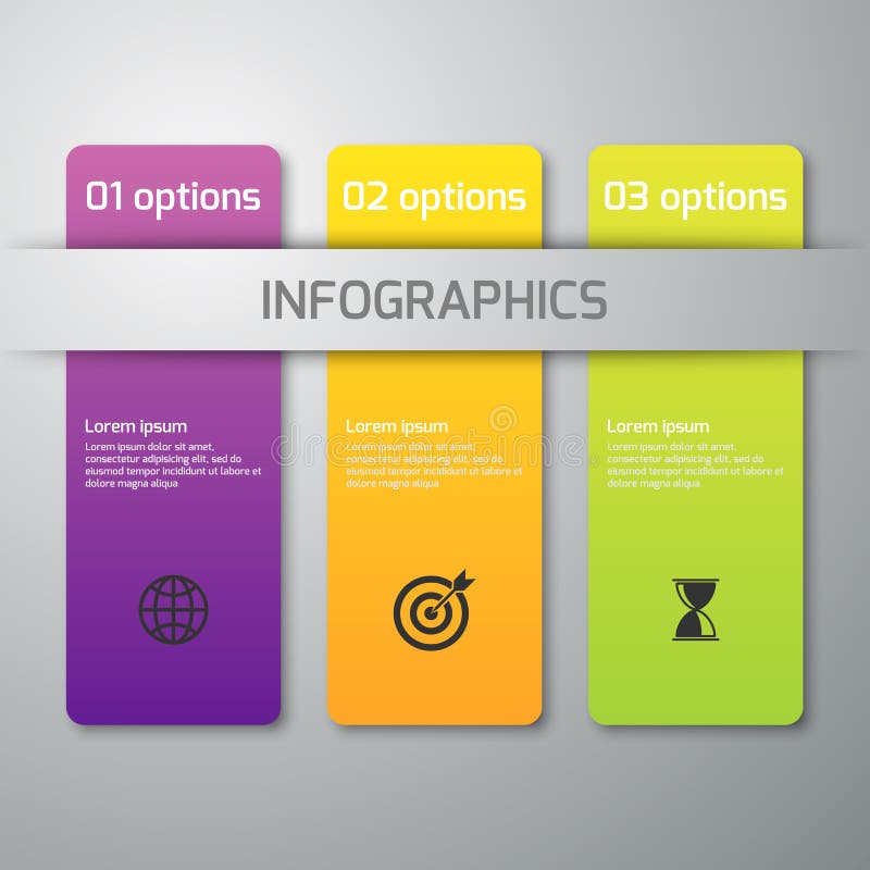 Infographics of Rectangles with Numbered Icons Stock Illustration ...