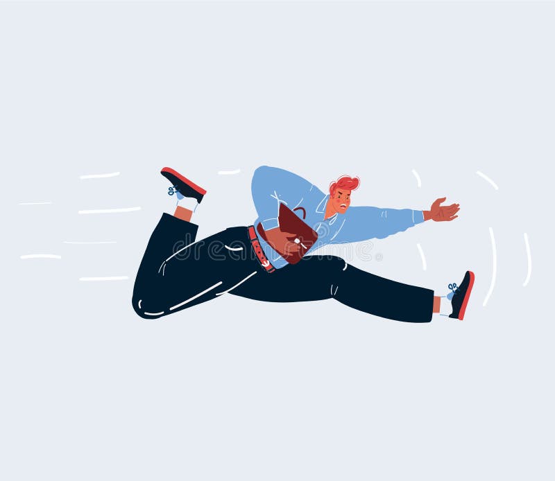 Vector Illustration of Business Man with Briefcase Run Forward. Human ...