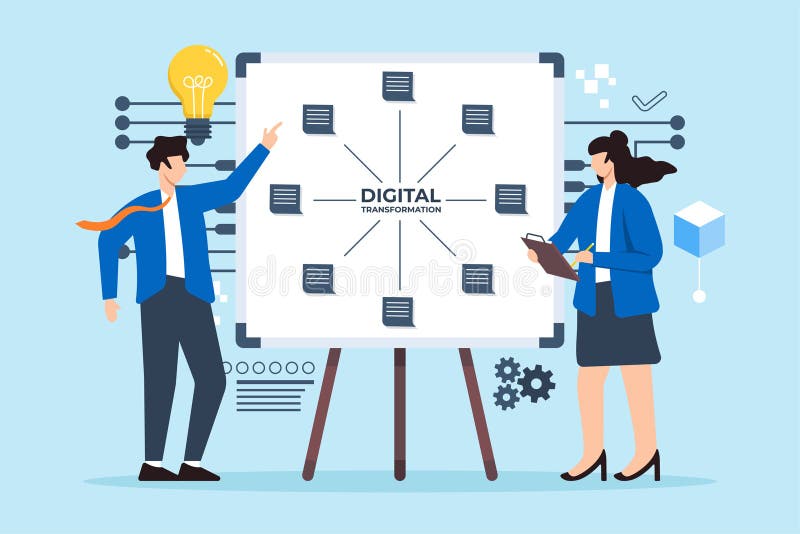 Vector Illustration of Business People Planning Digital Transformation ...