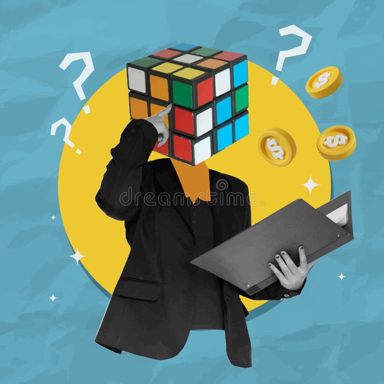 Business Person with a Rubik Cube Head for Problem-solving and ...