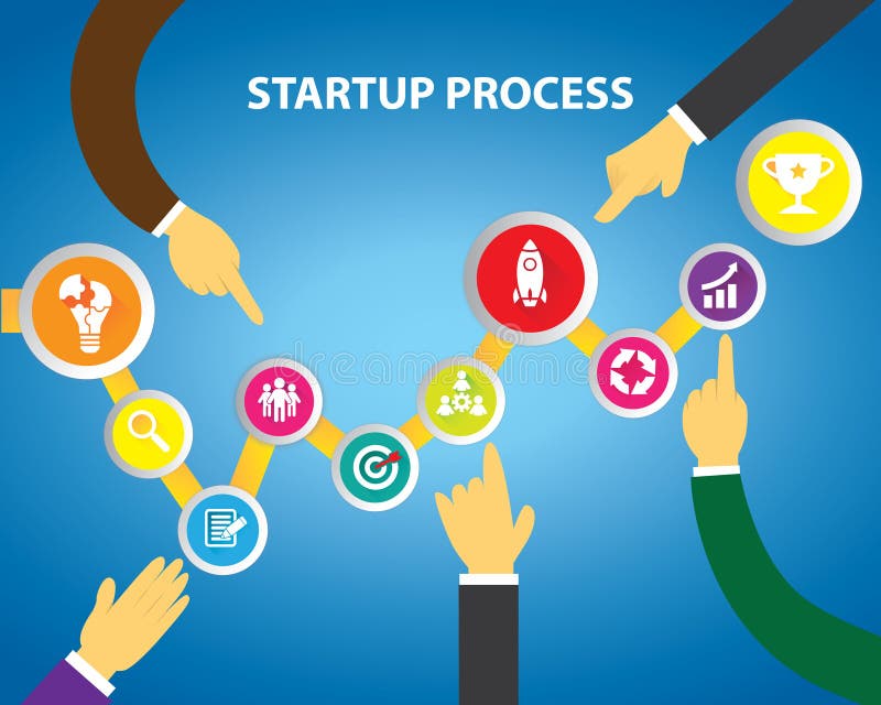 Startup Teamwork Process stock vector. Illustration of marketing ...