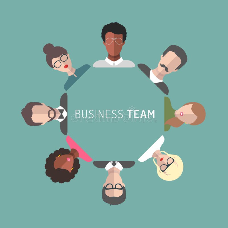 Vector Illustration of Business Team Management in Flat Style. Stock ...