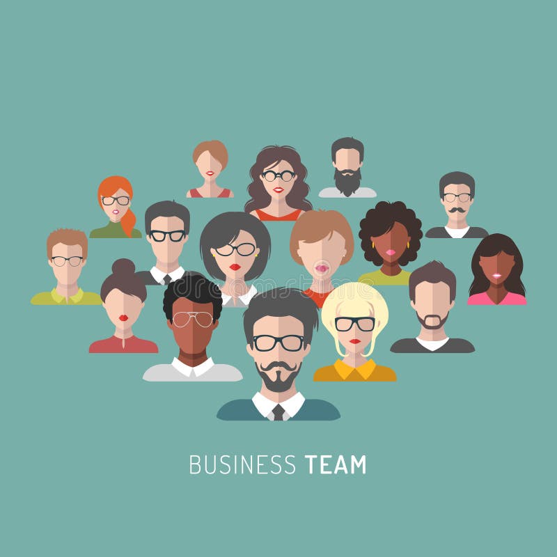 Vector Illustration of Business Team Management in Flat Style. Stock ...