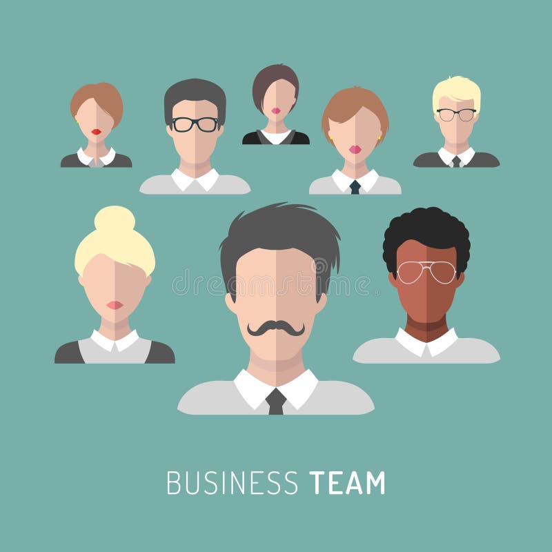 Vector Illustration of Business Team Management in Flat Style. Stock ...