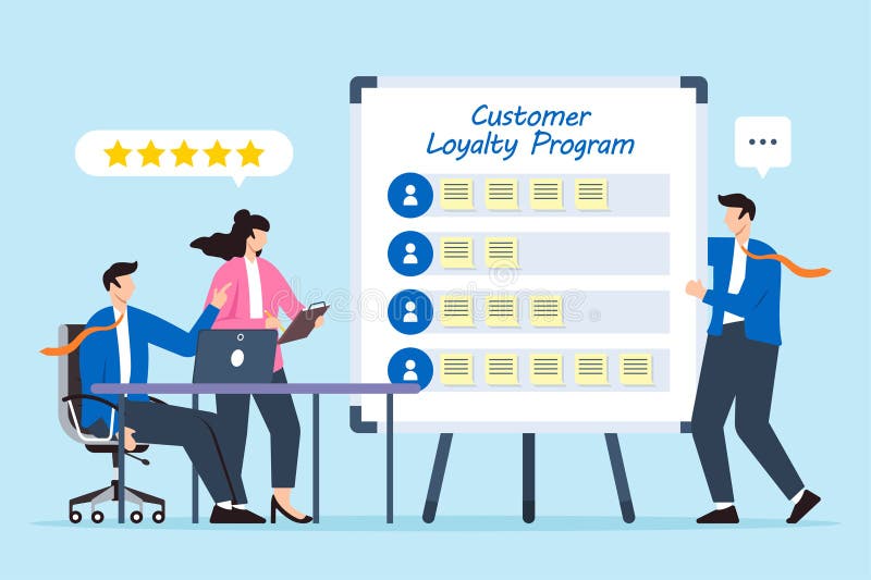 Vector Illustration of Business Team Meeting Discussing Loyalty Program ...