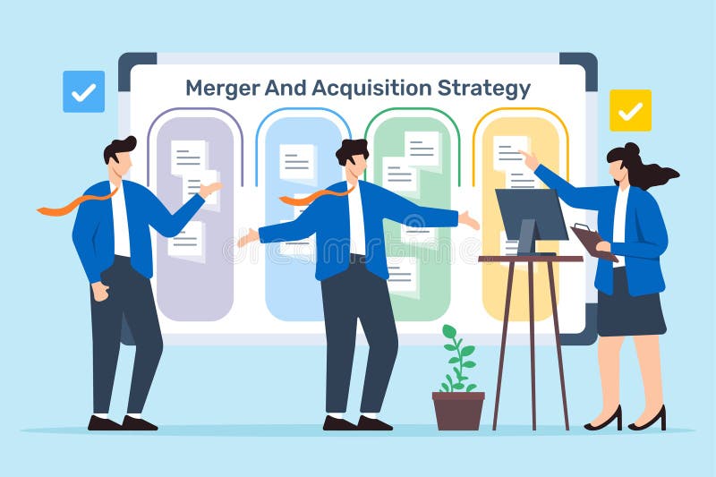 Vector Illustration of Business Team Planning Merger and Acquisition ...