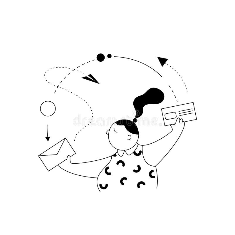 Vector Illustration Business Woman Sends a Message.Working Process,new ...