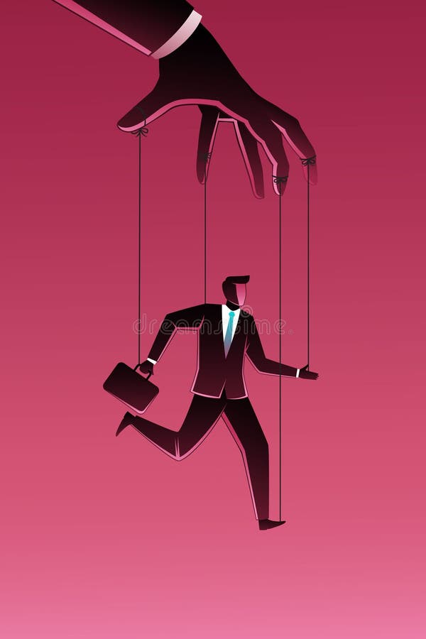 Vector Illustration of Businessman Being Controlled by Puppet Master ...