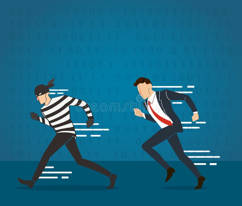 Vector Illustration of a Businessman Catching the Thief Stock Vector ...
