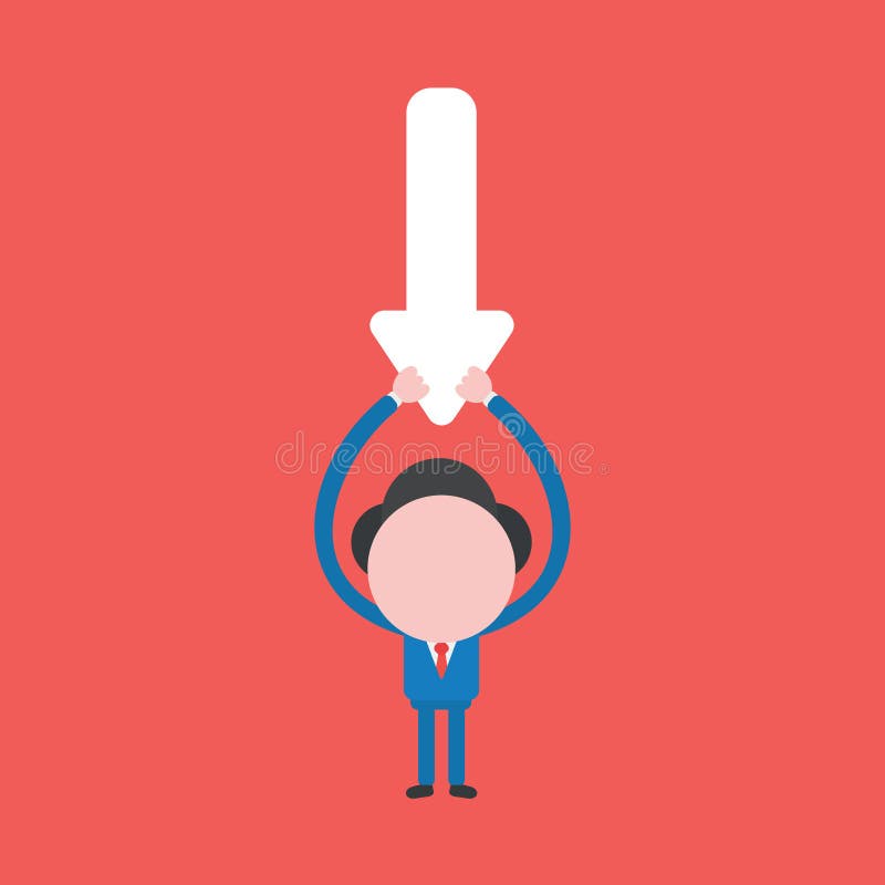 Vector Illustration of Businessman Character Holding Up Arrow Pointing ...