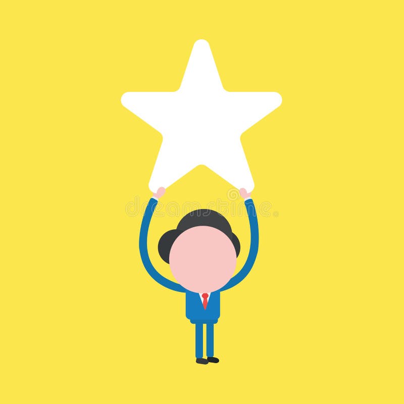 Vector Illustration of Businessman Character Holding Up Star Icon Stock ...