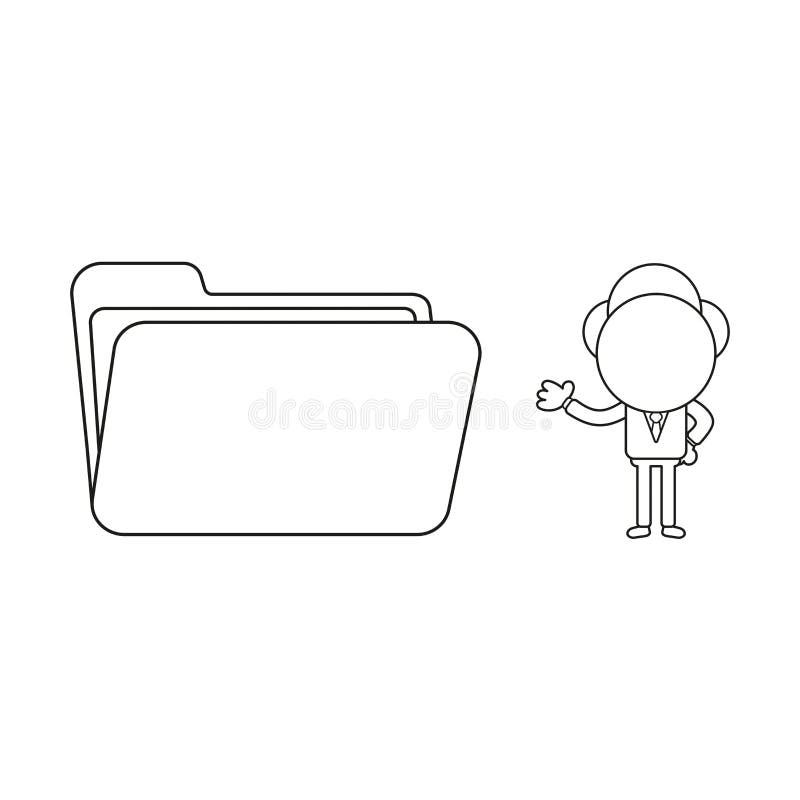 Vector Illustration of Businessman Character with Opened File Folder ...