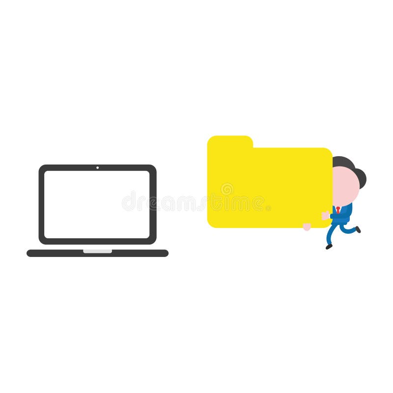 Vector Businessman Character Running and Carrying File Folder To Stock ...