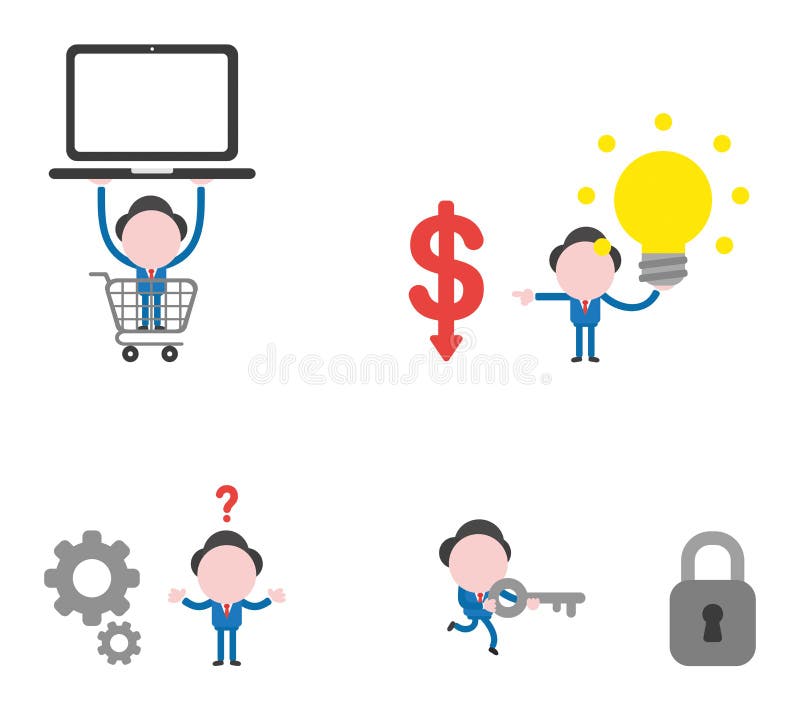 Vector Illustration Businessman Character Set Stock Vector ...