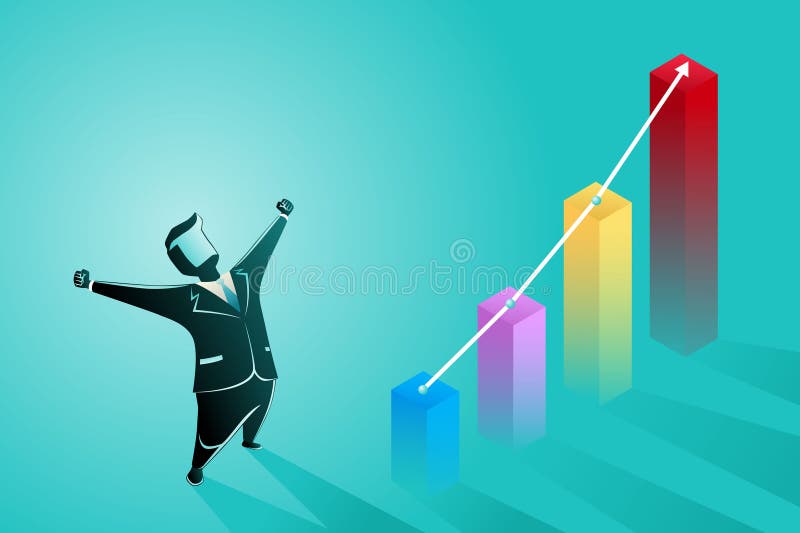 Vector Illustration of Businessman Expression of Success with Growth ...