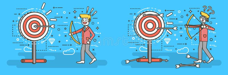Businessman Hits Bullseye on Target Vector Cartoon Illustration Stock ...