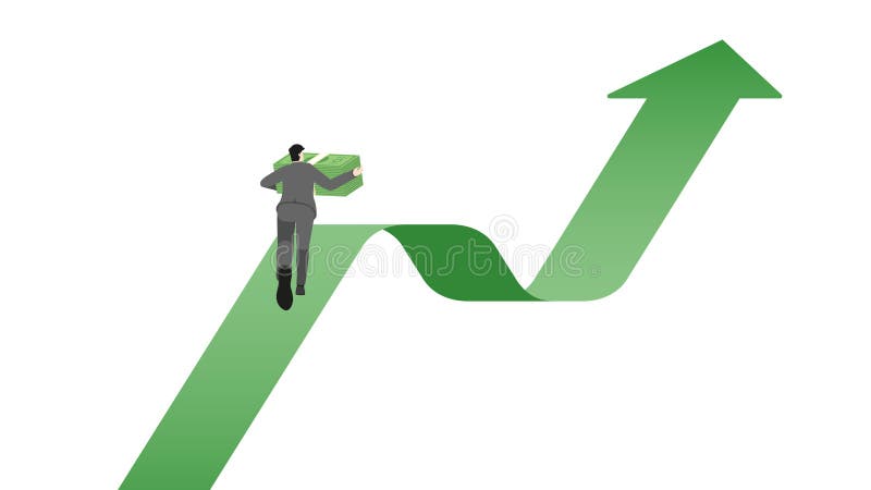 Vector Illustration of a Businessman Holding a Stack of Banknotes while ...