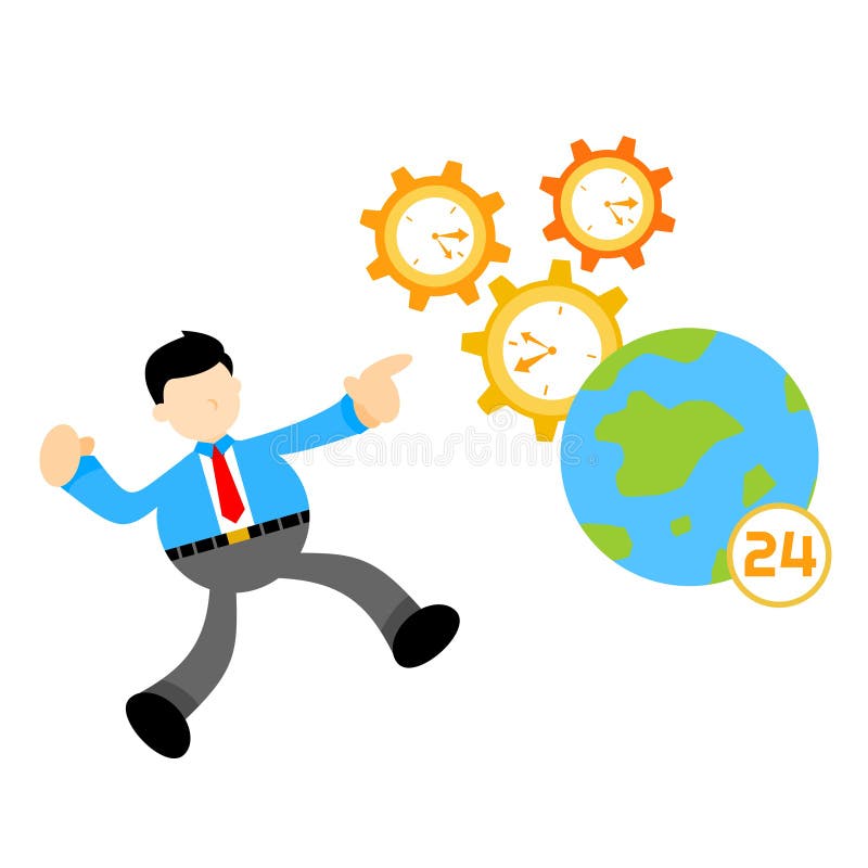 World Time Zone Concept Cartoon Doodle Flat Design Style Stock Vector ...