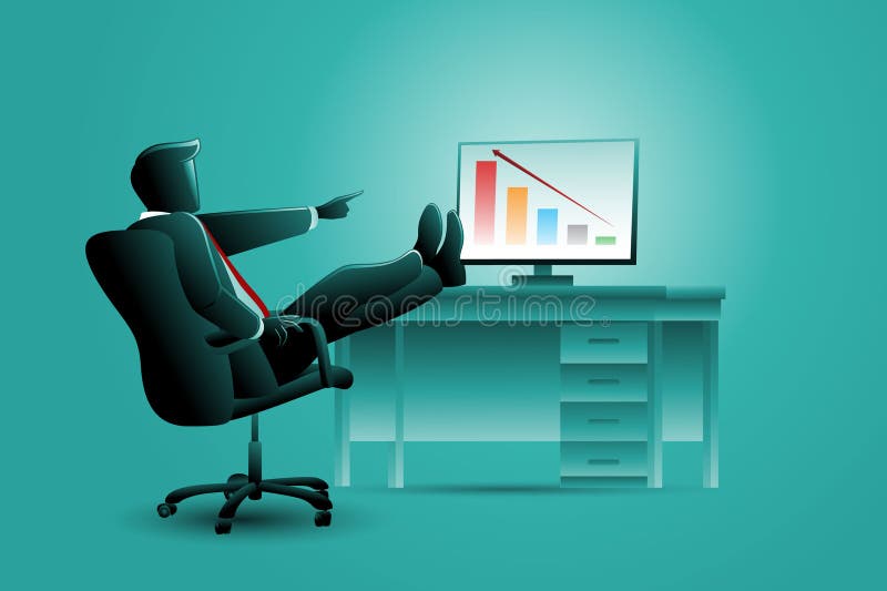 Vector Illustration of Businessman Put His Feet on Table while Pointing ...