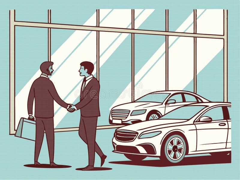 Vector Illustration of a Businessman Shaking Hands with Customer in ...