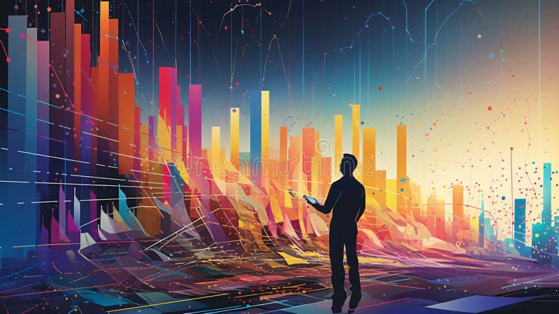 Vector Illustration of a Businessman Standing in Front of a Big City ... Vector Illustration of a Businessman Standing in Front of a Big City ...